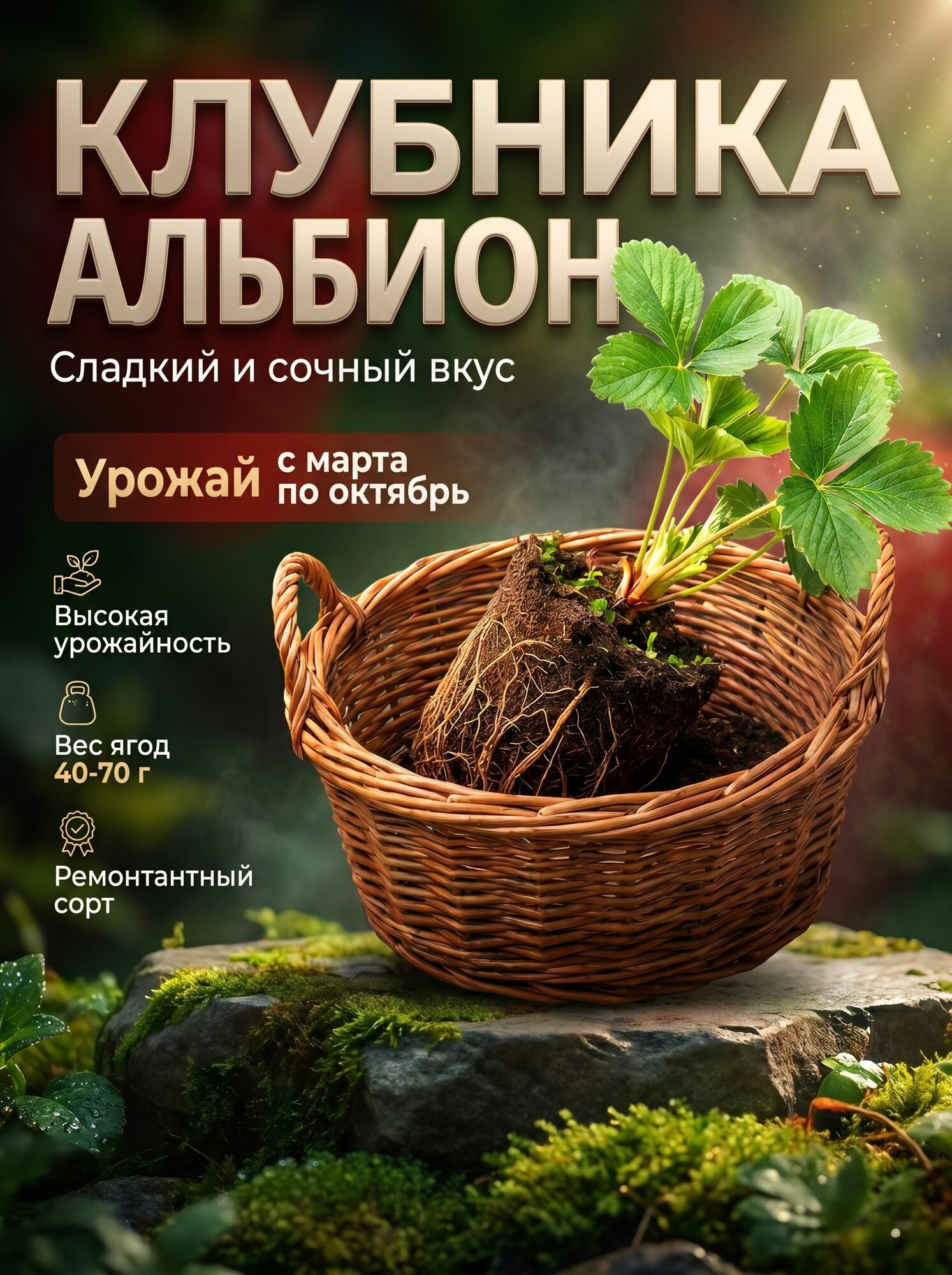 Саженцы клубники альбион ремантантний сорт 10-шт