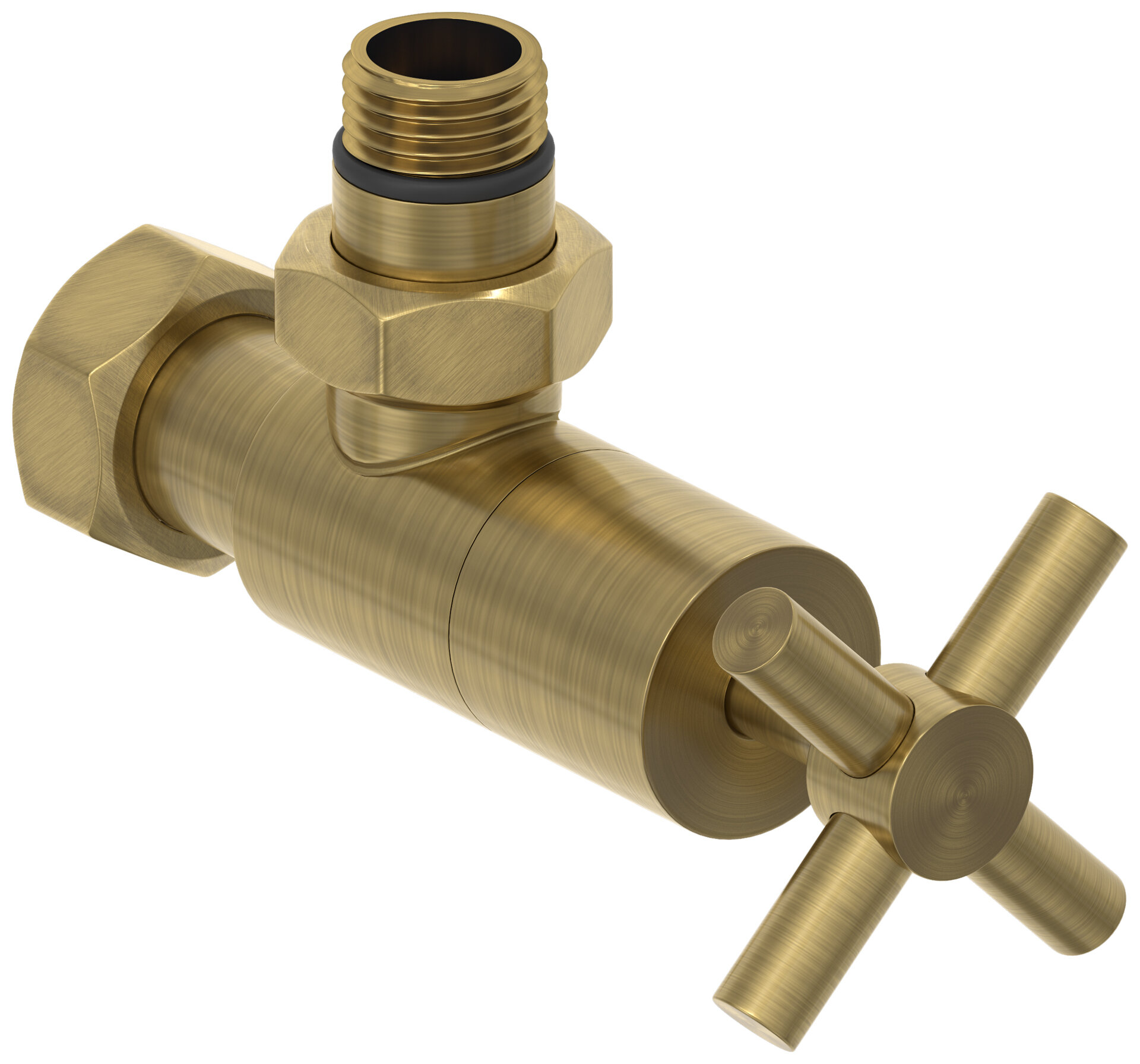 Вентиль Сунержа угловой крест (G 1/2" НР х G 3/4" НГ) Состаренная латунь