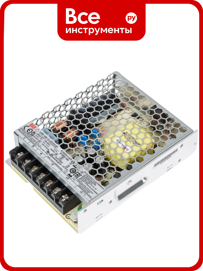 Источник питания Mean Well AC/DC LRS-100-12 Т02293050 однофазный блок стабилизированный низковольтный выход