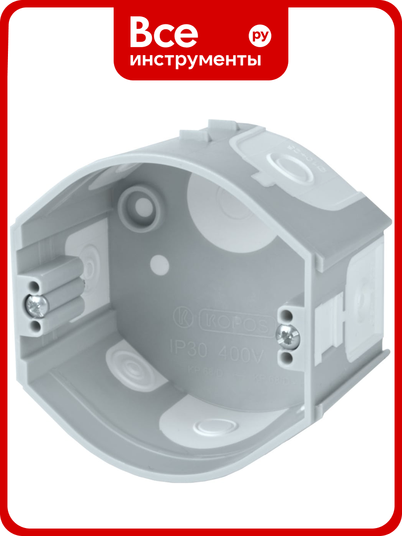 Установочная приборная коробка герметичная KP 68/D Electro 73x45 IP30, из поливинилхлорида, скрытая проводка
