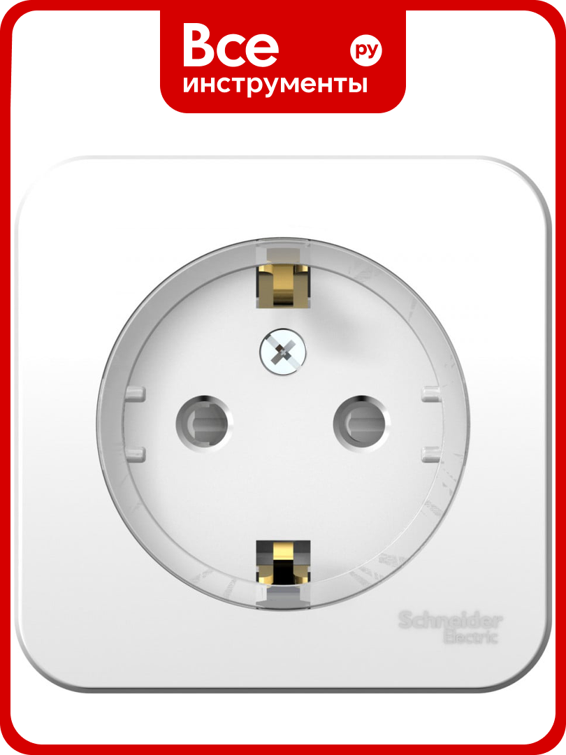 Наружная розетка Systeme Electric Blanca Белый, с заземлением, со шторками, тонкая, 16А,