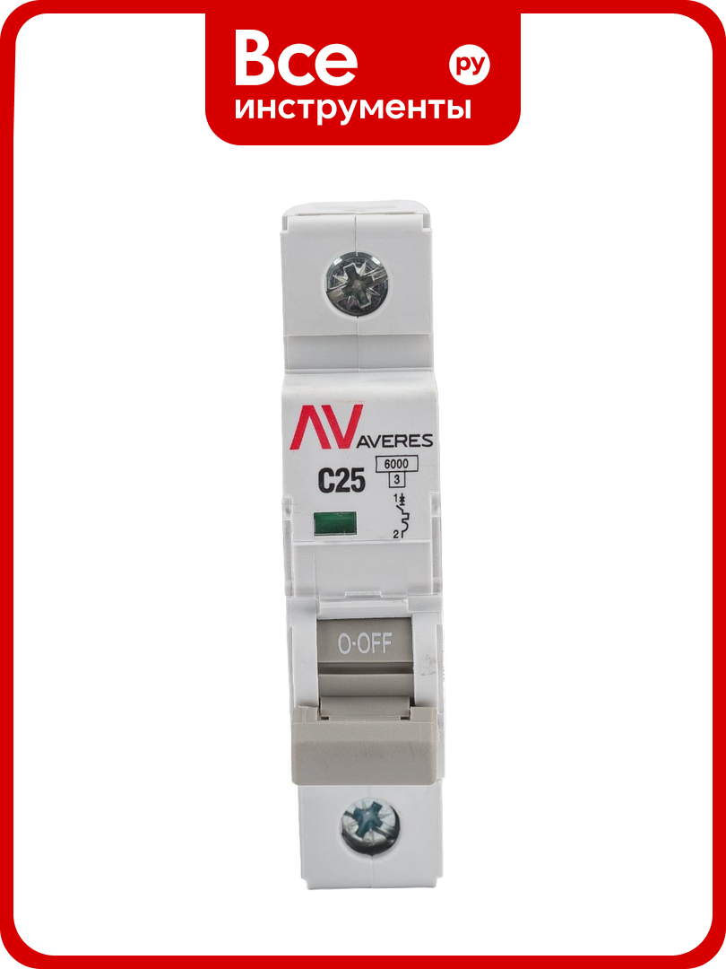 Автоматический выключатель EKF AVERES AV-6, 1P, 25A, C, 6kA mcb6-1-25C-av