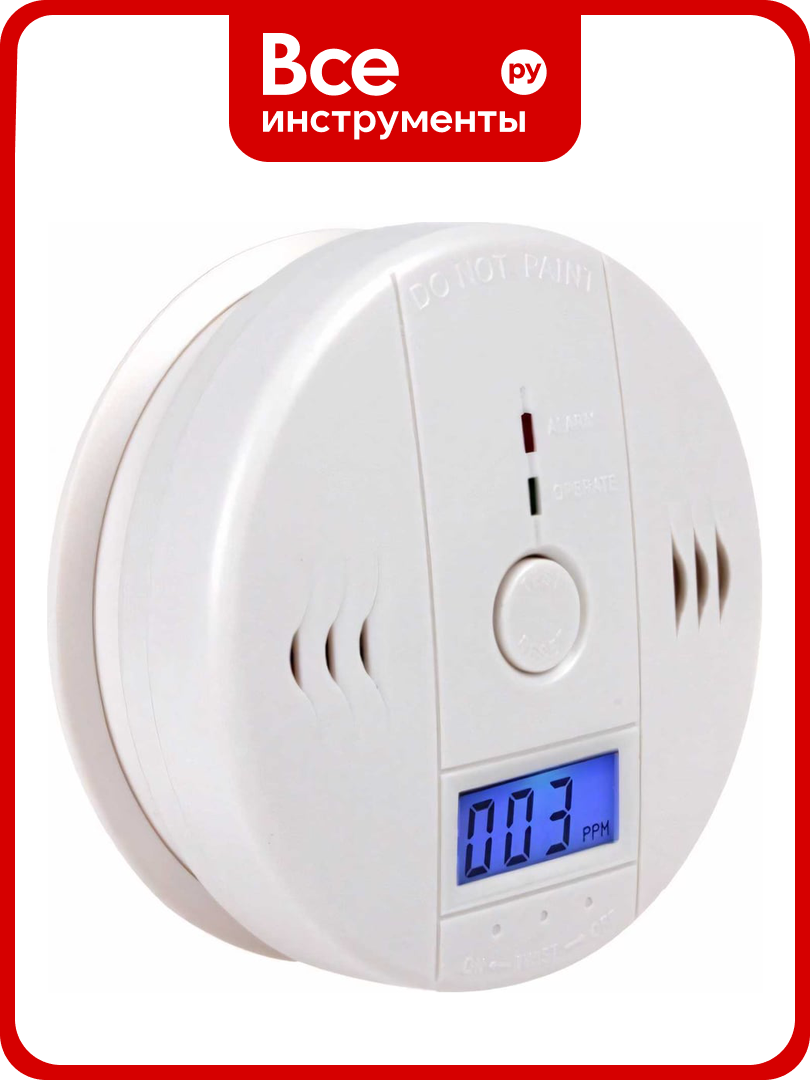 Датчик обнаружения угарного газа BRADEX TD 0369, батарейное питание AA, температуры от +5 до +40 °C, без поверки