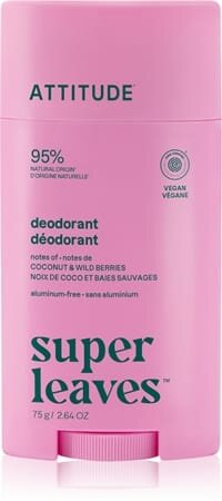 Дезодорант attitude super leaves natural deodorant coconut and wild berries, 75 g