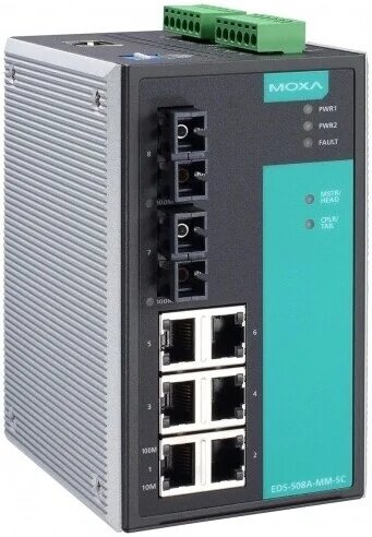 Коммутатор Moxa EDS-408A-MM-SC-T, 2-й уровень, настенный, DIN-рейка