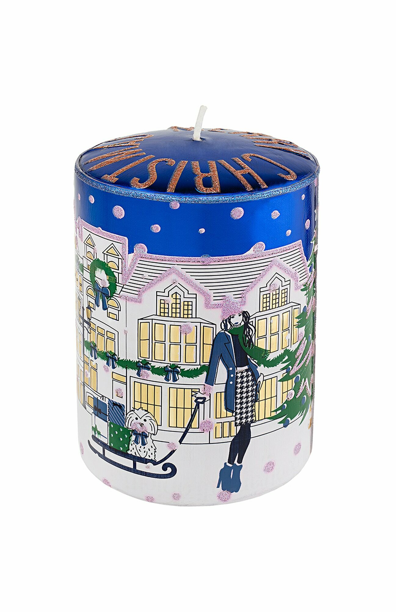 Интерьерная свеча Xmas Blue Gold (15x10cm) Pernici