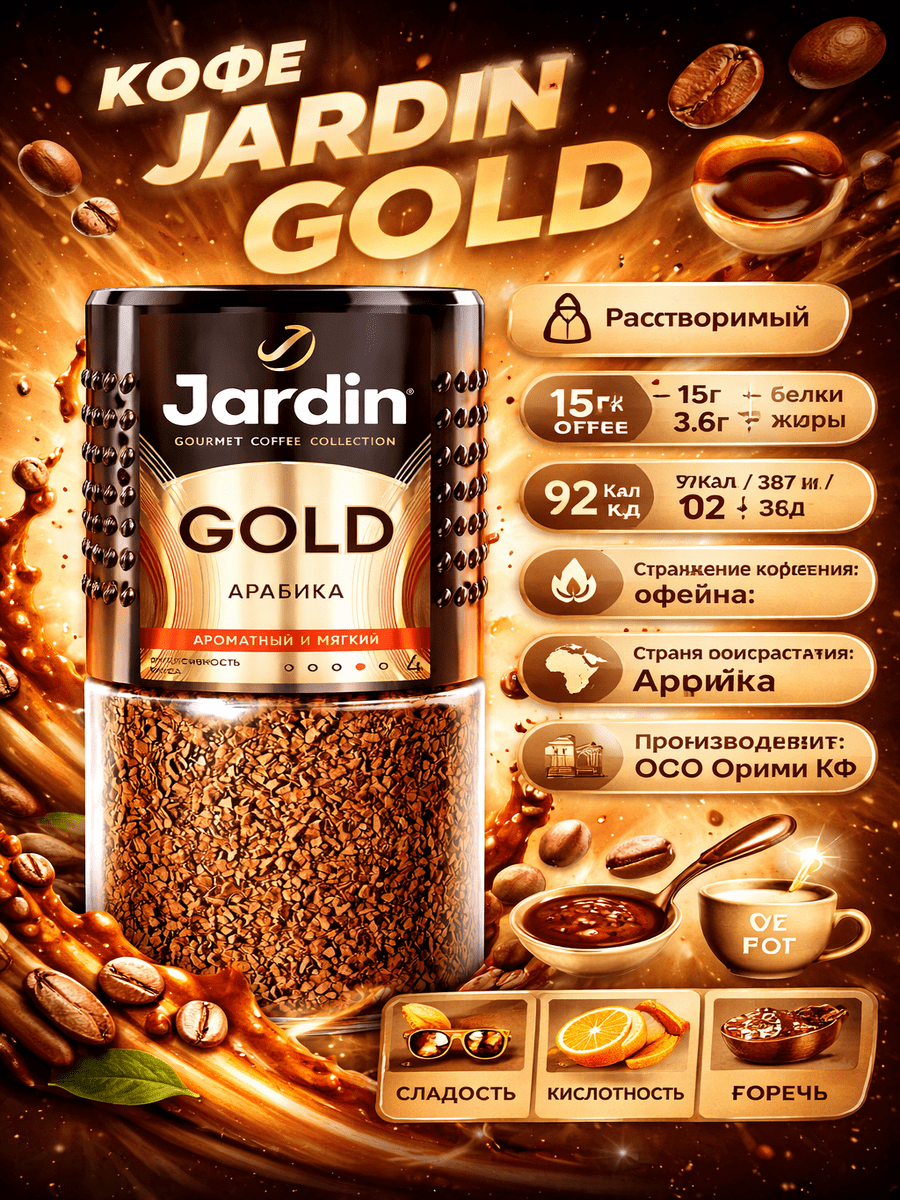 Кофе Jardin Gold растворимый, 190г