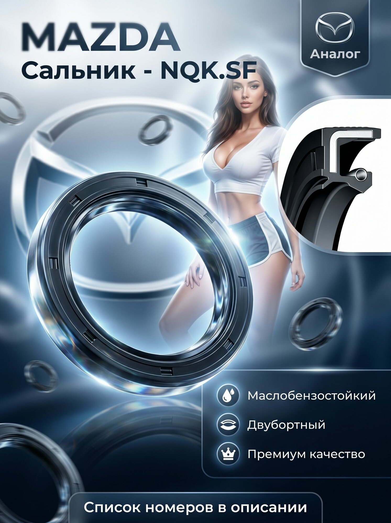 Сальник коленвала OS6387 - NQK.SF на MAZDA XEDOS 6 (CA)