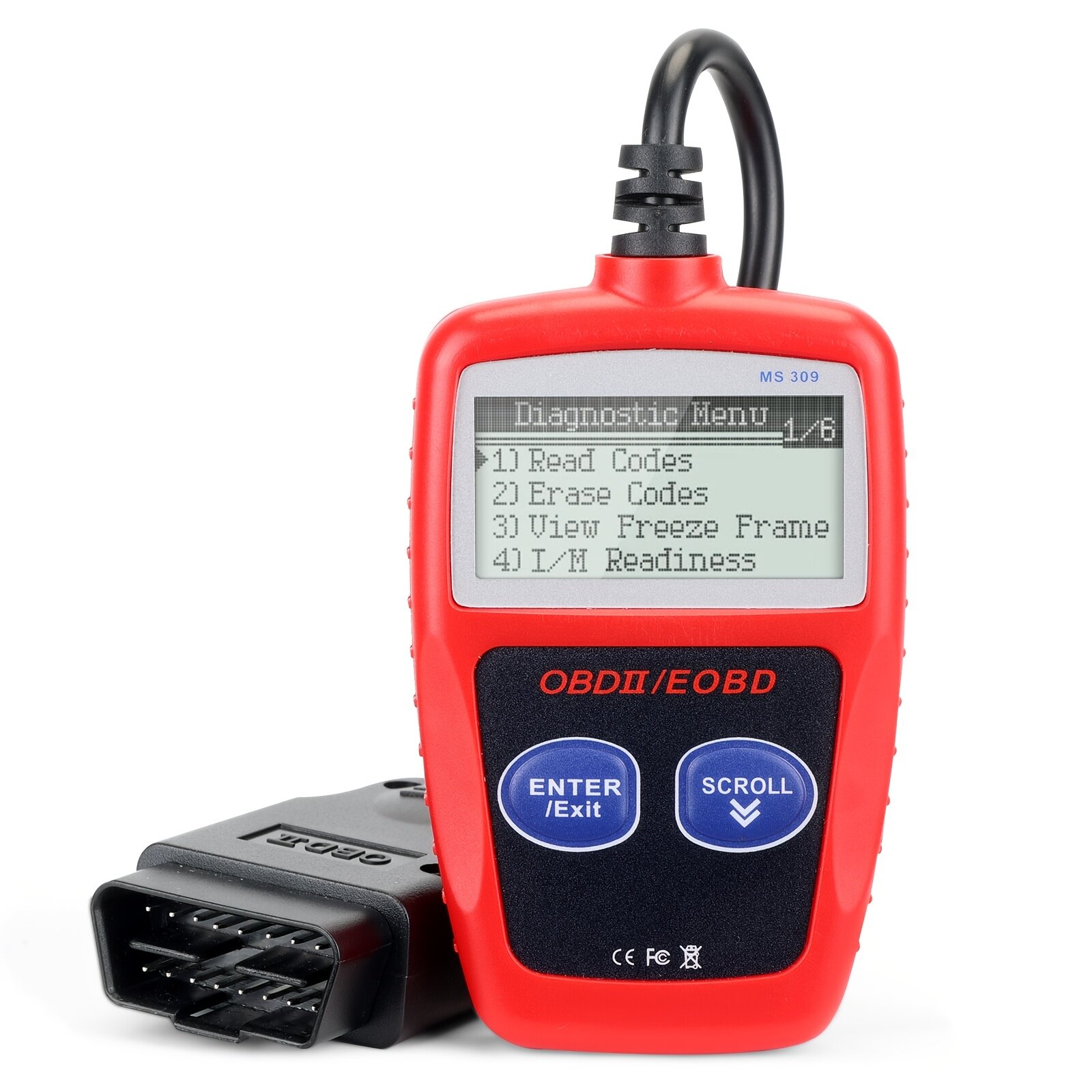 Универсальный сканер OBD2 для диагностики двигателя, чтения кодов неисправностей и проверки индикатора Check Engine, красный