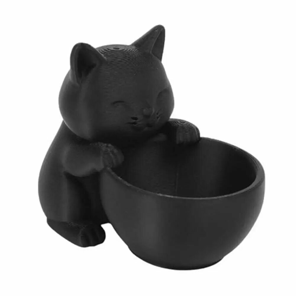 Пластиковое кашпо-кошка для небольших растений Black