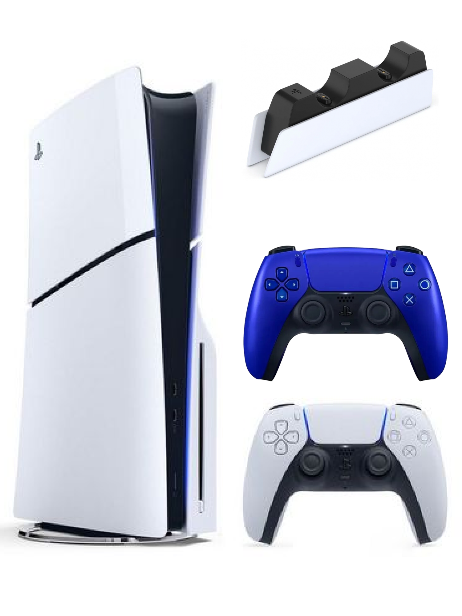 Игровая приставка Sony PS 5 Slim, 1ТБ(с дисководом) +2 геймпад (cobalt blue) + Зарядная станция,(подробности в чате)