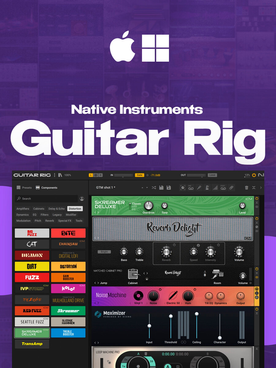 Native Instruments Guitar Rig 7 LE (Лицензионный ваучер активации, бессрочно) для macOS & Windows
