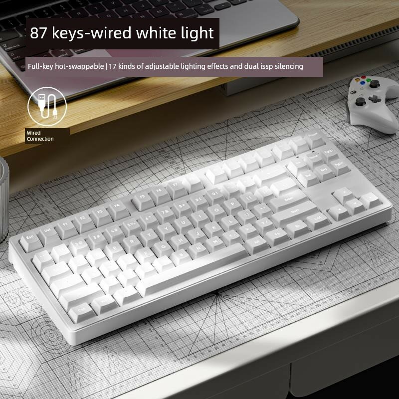 Механическая клавиатура Cherry MX RGB Red Switch Hot-Swap белая 87-клавишная проводная с белой подсветкой