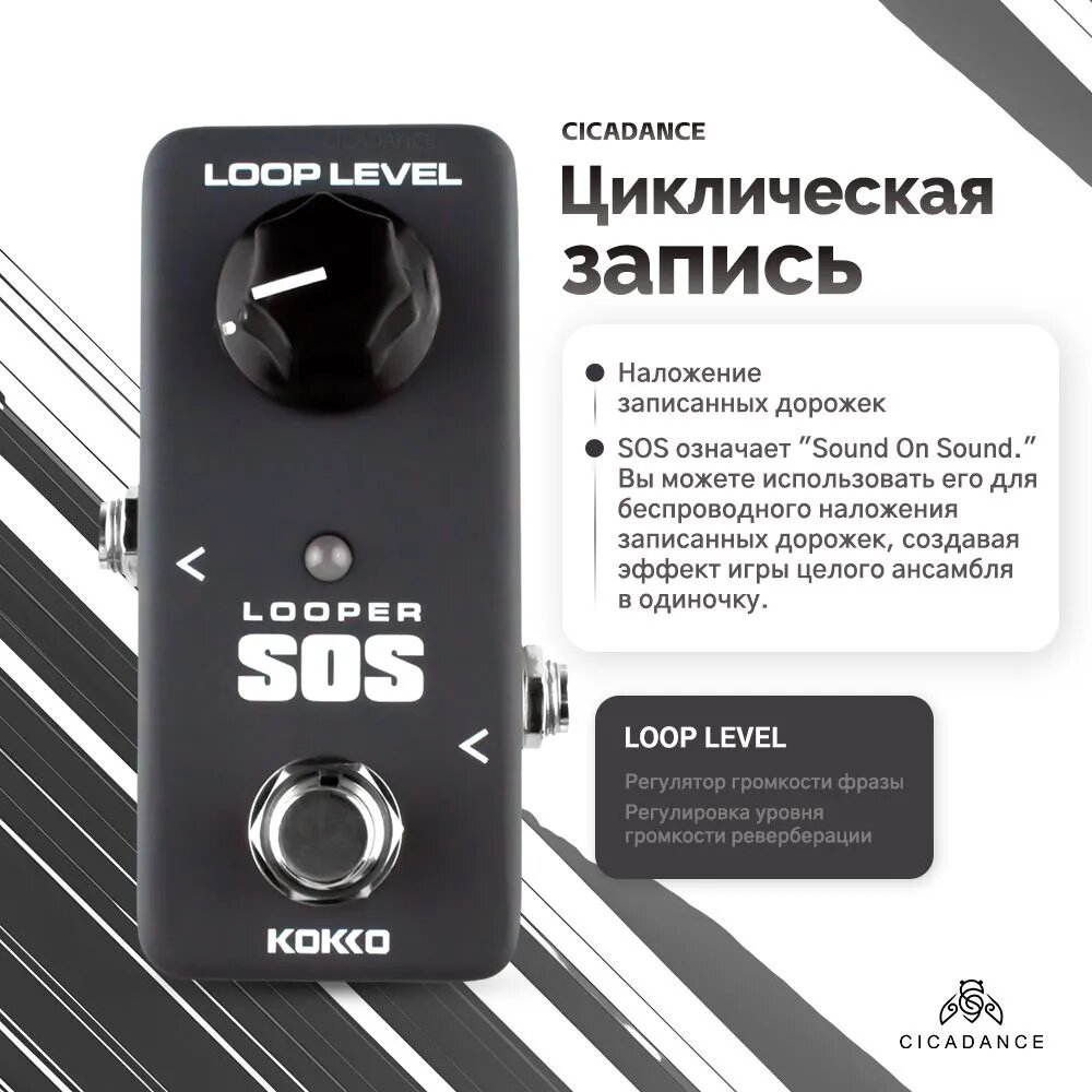 Лупер педаль KOKKO SOS циклическая запись наложение дорожек True Bypass