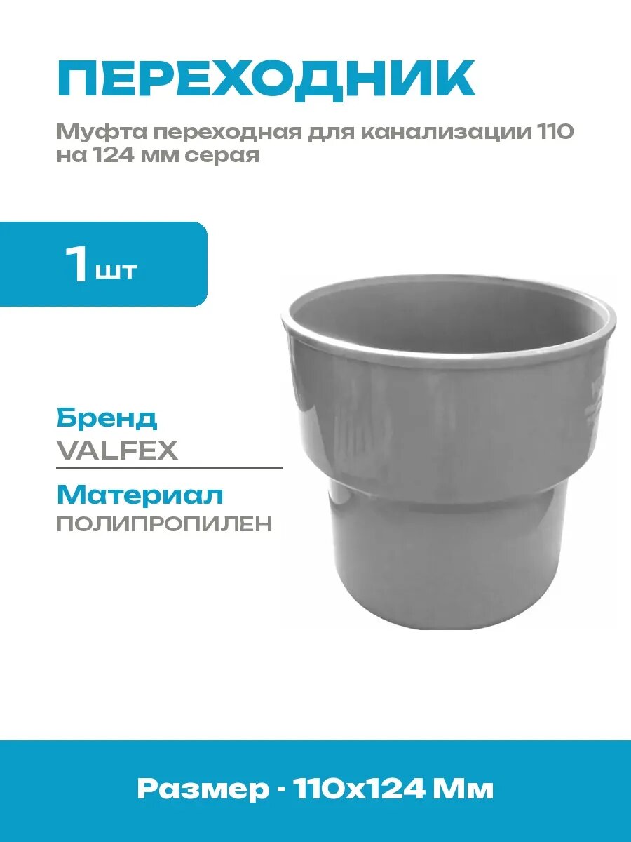 Переход чугун пластик 110x124 мм муфта для канализации