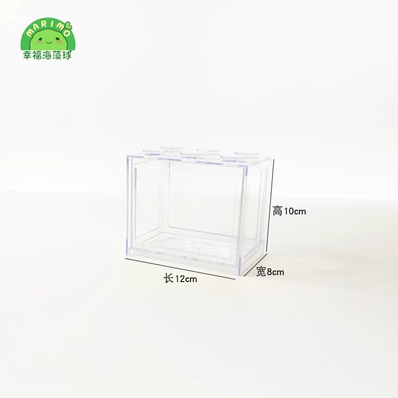 Прозрачный террариум для микроландшафта с водорослями и рыбками, 10x10x8 см