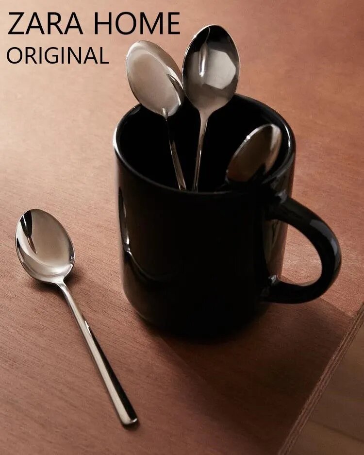 ZARA HOME Ложка десертная блестящий 4 предм. зеркальный, серый металлик