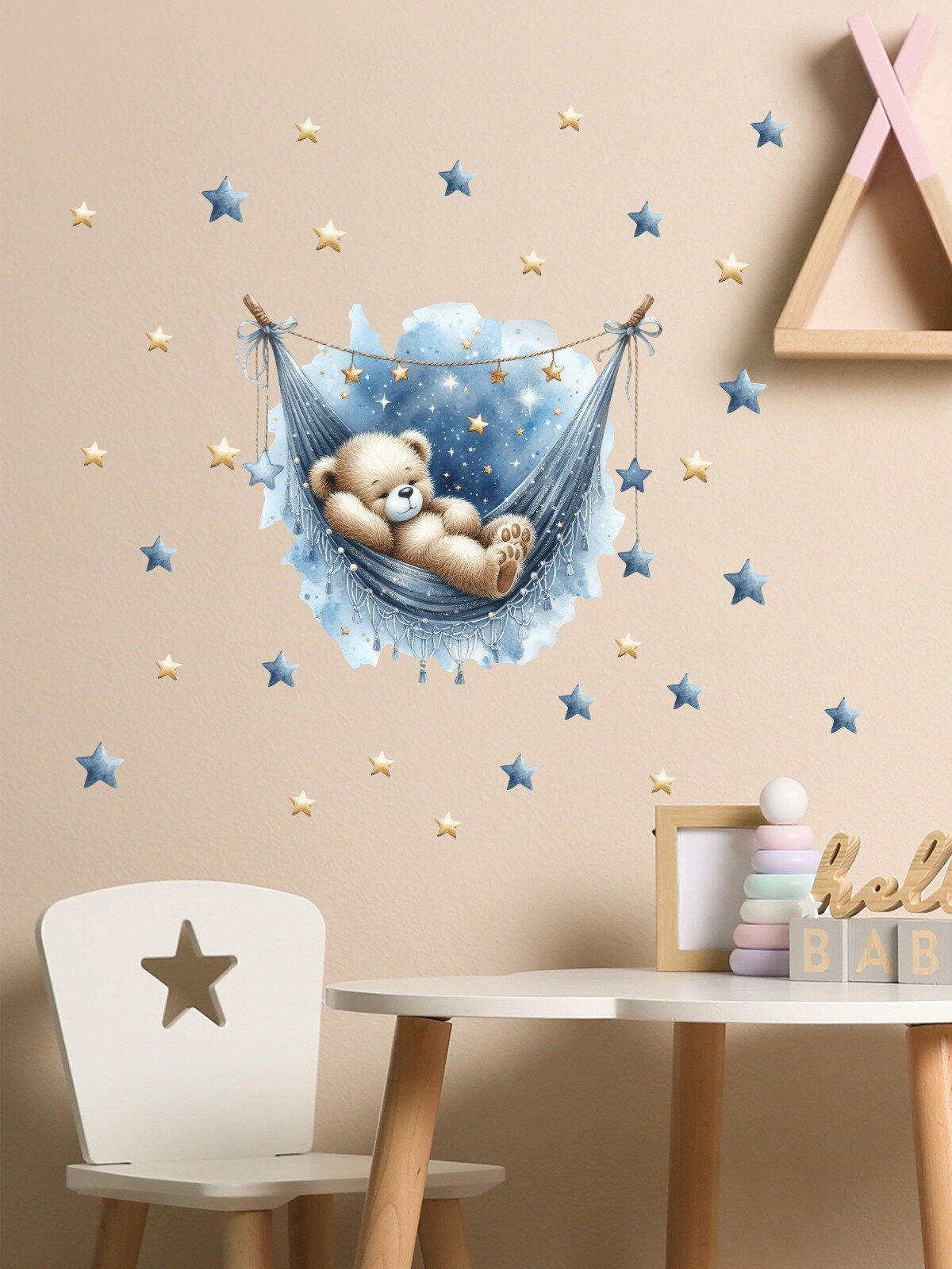 Наклейки на стену интерьерные Спящий мишка для детской комнаты Lisadecor
