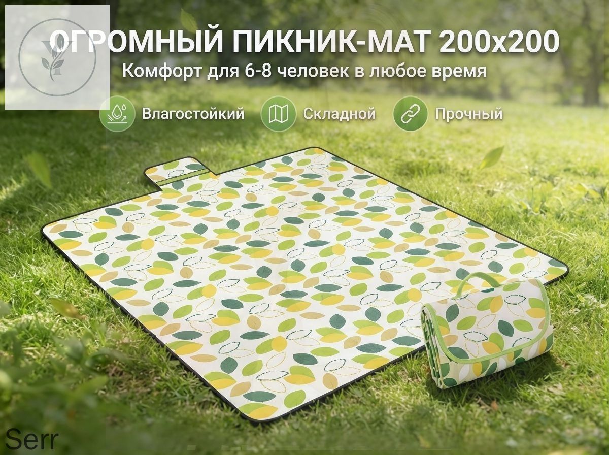 Коврик для пикника и пляжа 200200 см, складной водонепроницаемый туристический коврик, подстилка для кемпинга, дачи, палатки и отдыха на природе