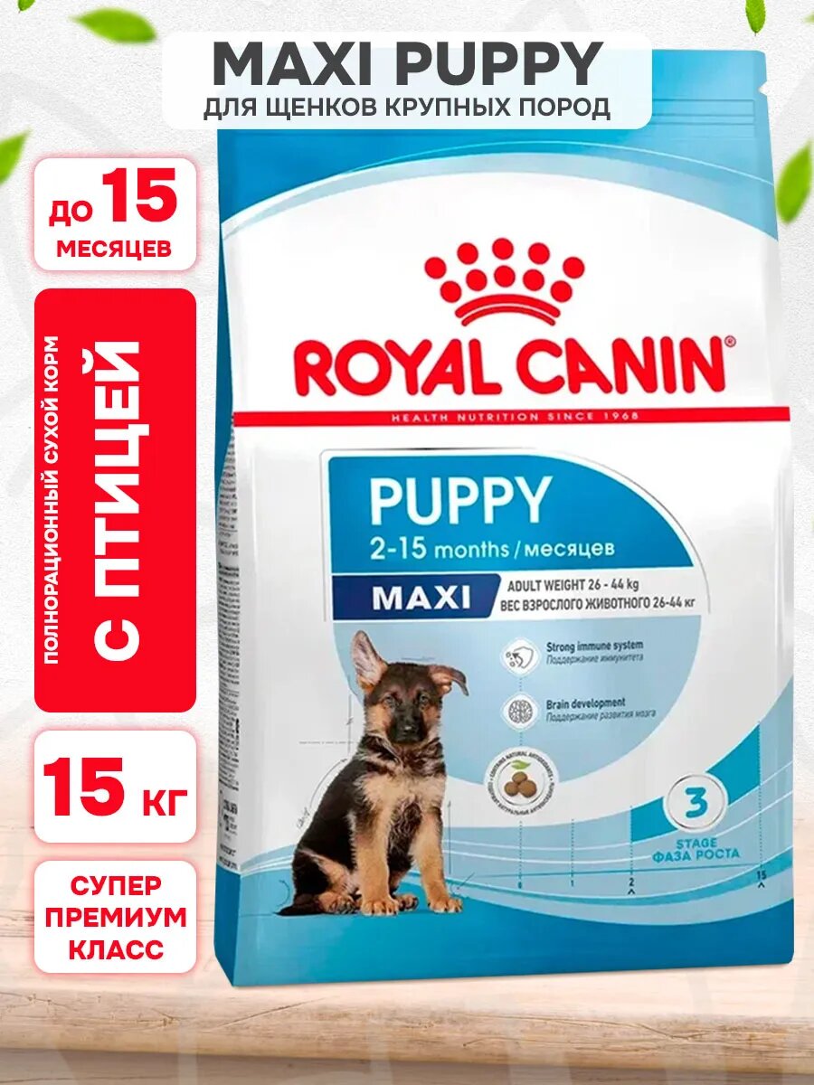 Корм сухой Royal Canin Maxi Puppy для щенков крупных пород, 15 кг