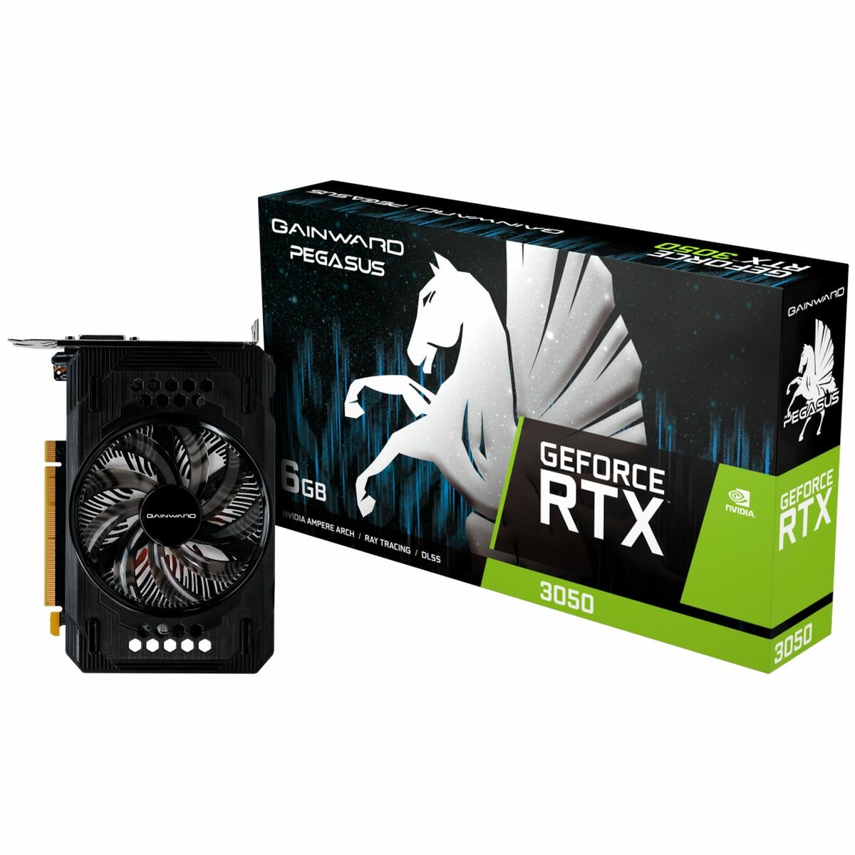 Видеокарта Gainward RTX3050 PEGASUS 6GB GDDR6 96bit DVI HDMI DP NE63050018JE-1072E черный