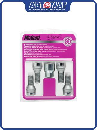 Секретные болты McGard на колеса 4шт. (болты, М12*1.25, длина резьбовой части: 30.5 мм, размер ключа: 17 мм),27215 SU
