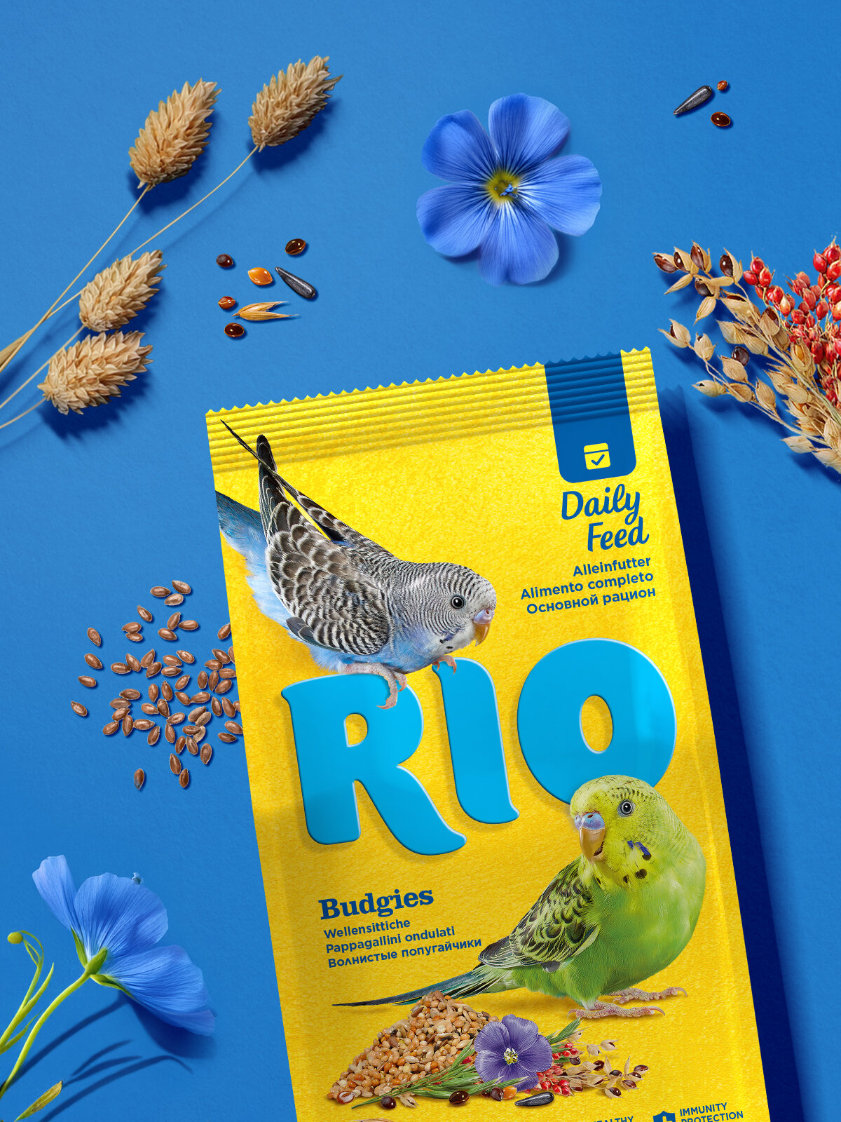 Корм для волнистых попугайчиков RIO Основной рацион, пакет, 500 г