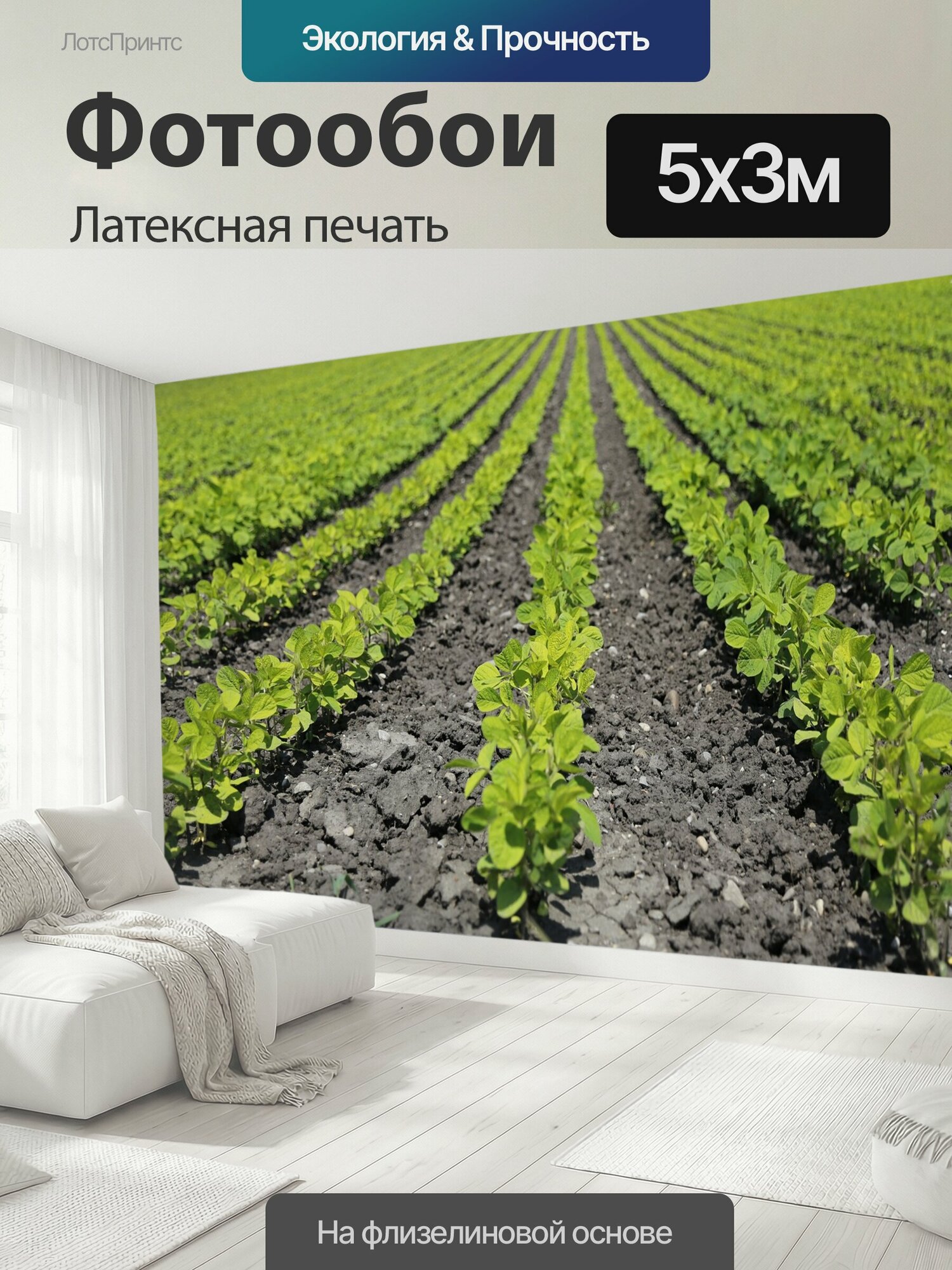 Фотообои моющиеся ударопрочные "Сельское хозяйство, поле, еда" 500x300 см. латексная печать