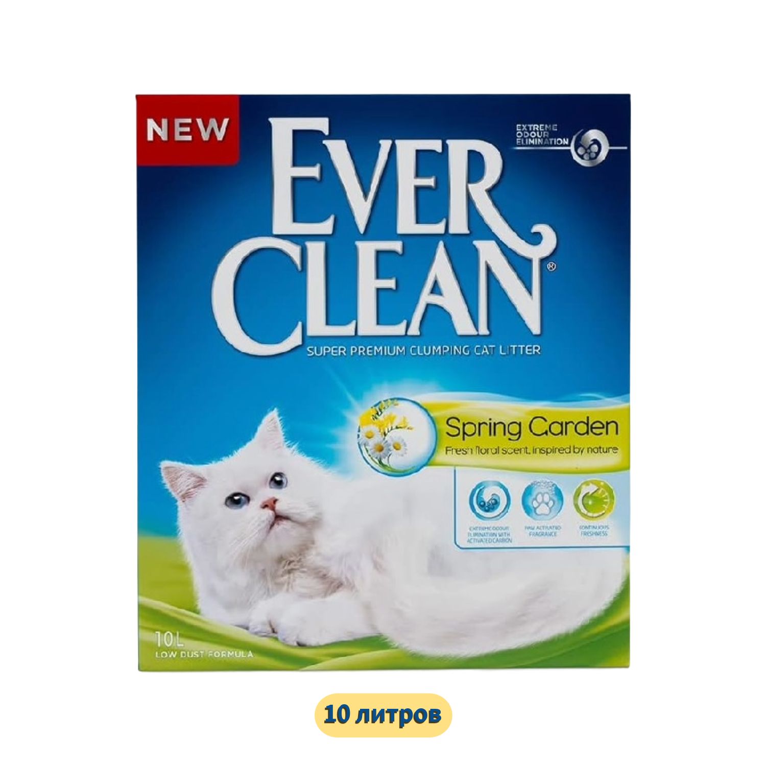 Ever Clean наполнитель комкующийся для кошачьего туалета 10л Spring Garden с цветочным ароматом.