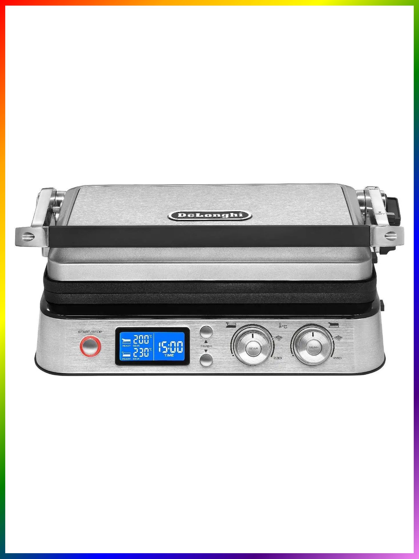Электрический гриль DeLonghi CGH1020D 2-в-1 с 6 съемными панелями, независимой регулировкой зоны нагрева и 3 режимами, металлик/черный