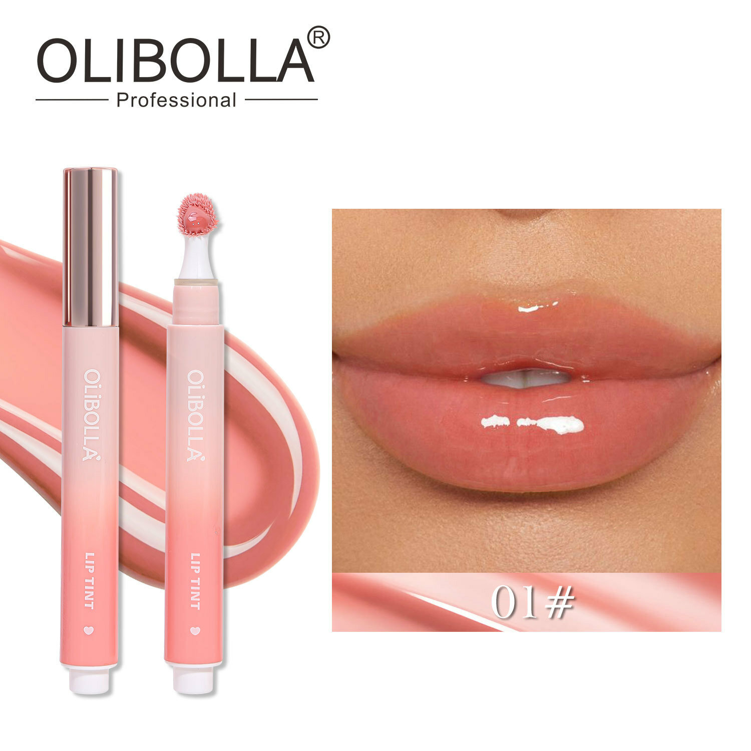 Заголовок 1: Блеск для губ OLIBOLLA с нажимным дозатором, зеркальный эффект, стеклянные губы, 6 оттенков, увлажняющий