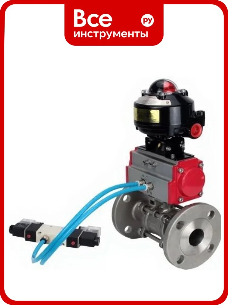 Шаровой кран DN-ru кшфпт.304.180 Ду25 Ру40, фланц, PTFE, пн. привод DA-052, пн. распред PND1-S2EM-52-2-T08-220VAC, БКВ LSB-510-02ExM12-250 D160-81162