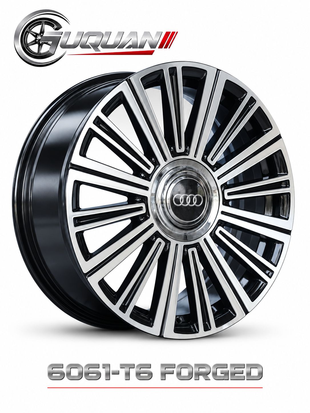 Кованый колесный диск ABW 3298E2195-1 R21 9.5J ET45 5x130, глянцевый черный с проточенной лицевой поверхностью