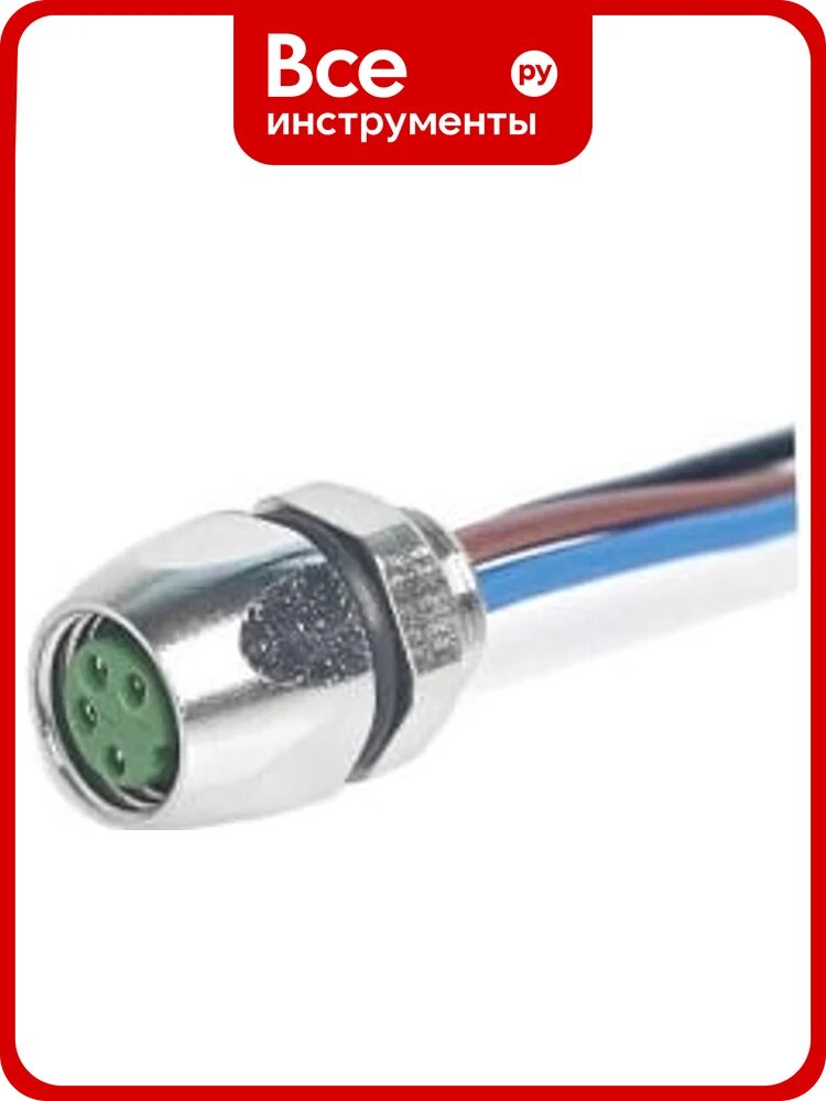 Mонтажный разъем VELLEDQ FLQ-M8-F04(M8)-0.3, Розетка, Прямой с кабелем, Латунь никелированная 4-PINIP67, кабель 0,3 м, 60 AC/DC, 08-00024666