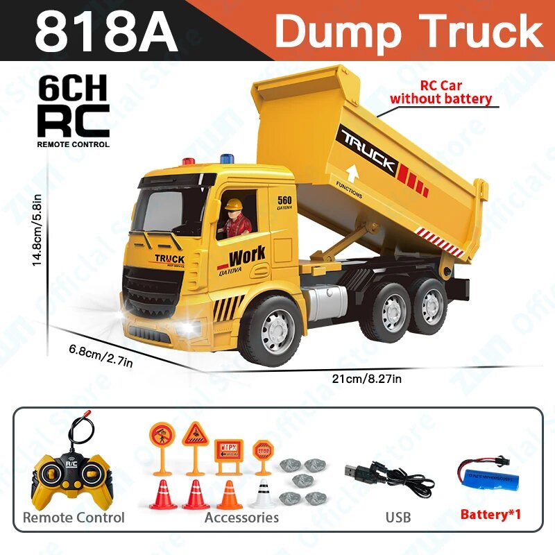 Радиоуправляемый экскаватор и самосвал ZWN 959A/903A/818A