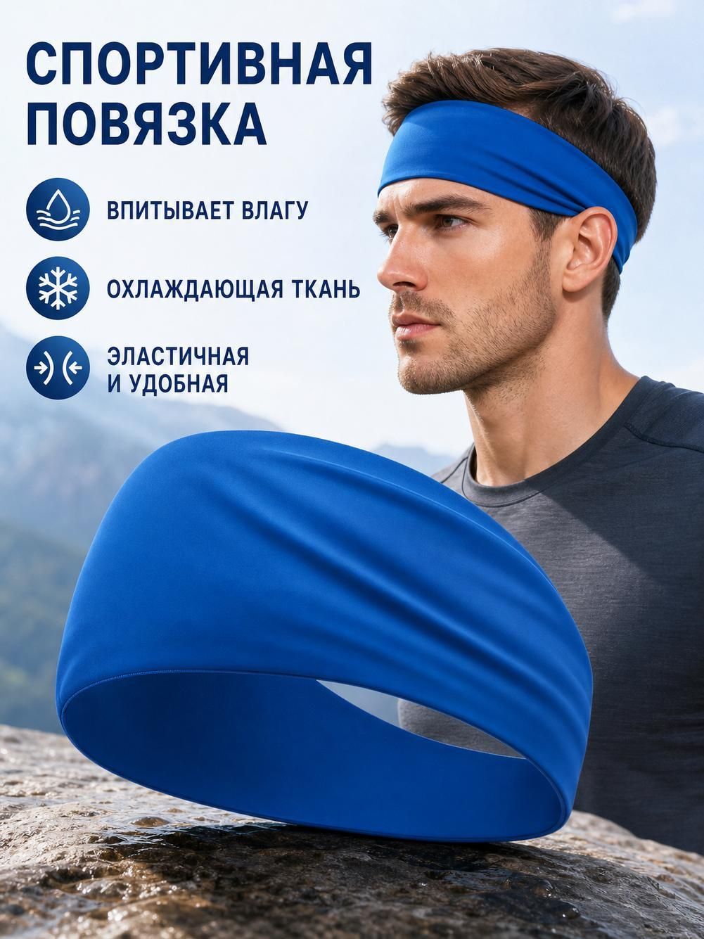 Повязка на голову спортивная эластичная, дышащая повязка для фитнеса и бега, мягкий стильный налобник
