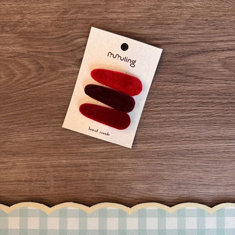 Бархатные заколки-капли с градиентом для девочек Бордовый, Burgundy