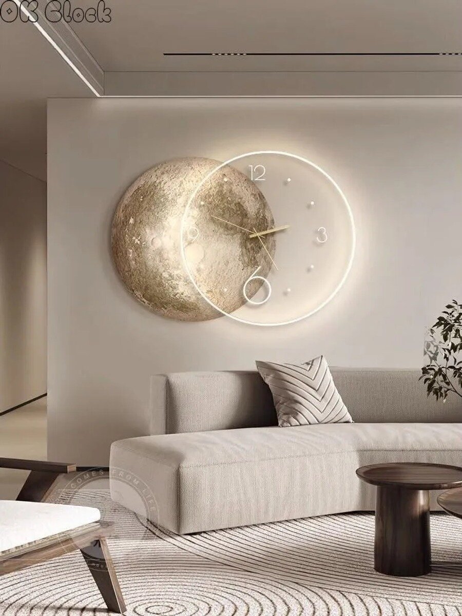 Настенные часы с LED-подсветкой, луна, см, акрил и МДФ, для повседневного использования