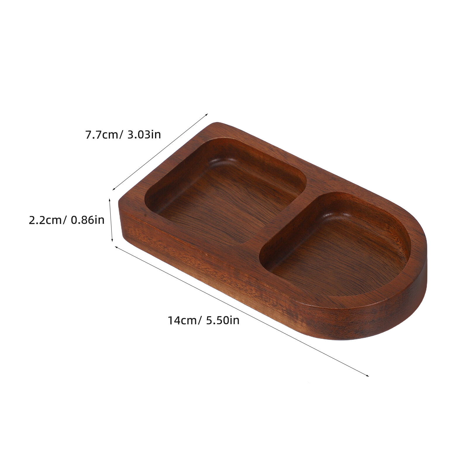 Деревянная Тарелка С Двумя Отсеками Для Приправ И Закусок 14.00X7.70X2.20Cm