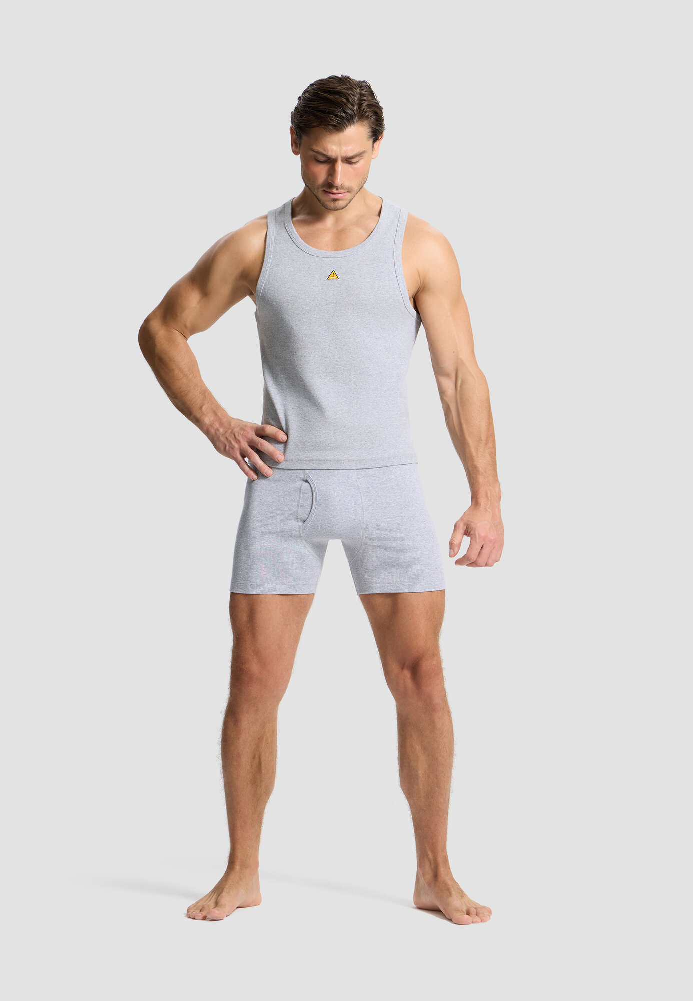 Майка NON ALCO TOP RIB GREY MELANGE, в "рубчик"