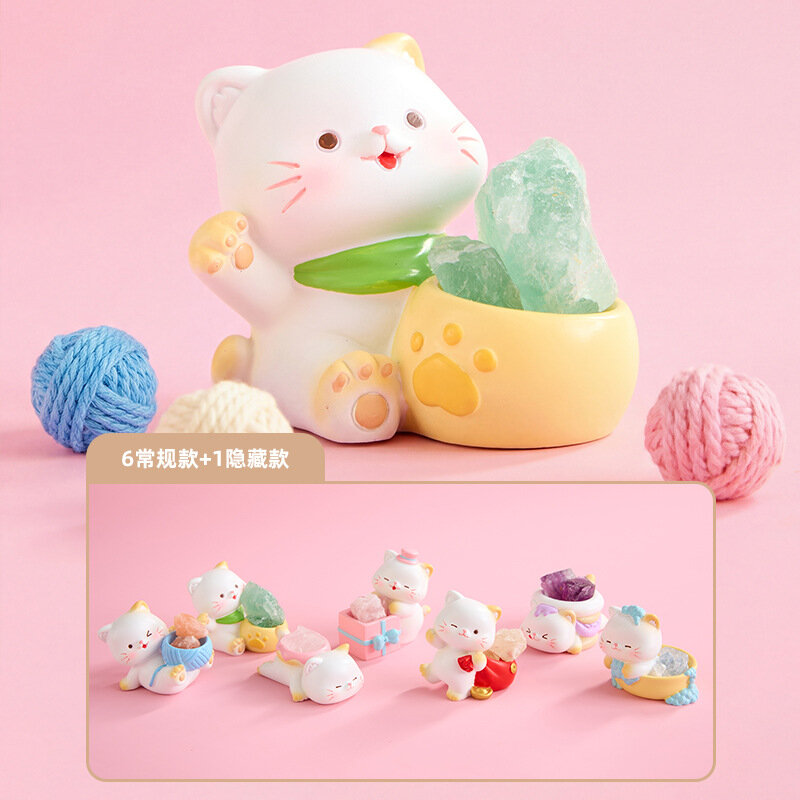 Meow Realm Aroma Crystal Blind Box Креативная фигурка котенка Модная игрушка Плавающий кристалл из смолы Настольное украшение