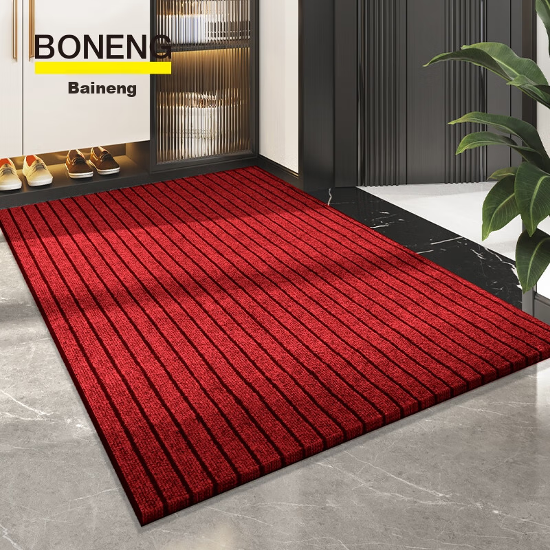 Boneng Минималистичный полосатый коврик 80x120 см с антипробуксовкой для входа Размер：80x120 смЦвет：Полосатый - Красный