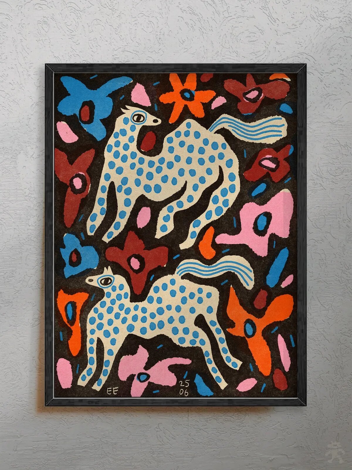 Интерьерный постер "Blue-spotted Magic Horses" в стиле pinterest, формата 30x40 см.