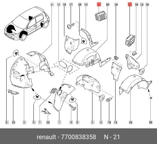Решетка вентиляционная RENAULT LOGAN 2005 > ORG