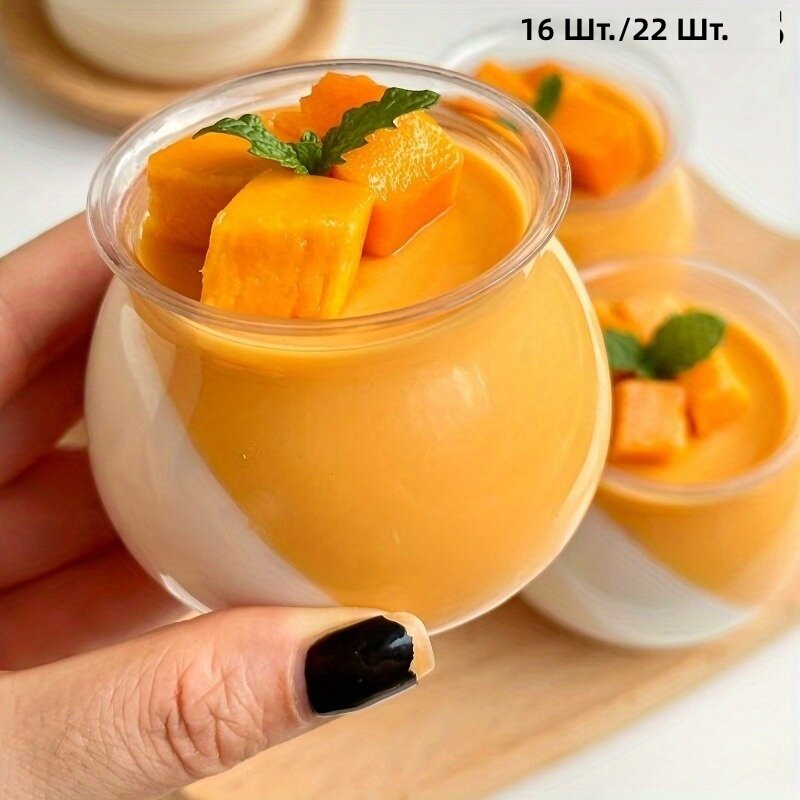 Мини круглые чашечки для меда, мороженого, йогурта и мусса, 22 шт, модель Рыбка, креативные многоразовые для вечеринок, Хэллоуина, Рождества, свадеб и кондитерских