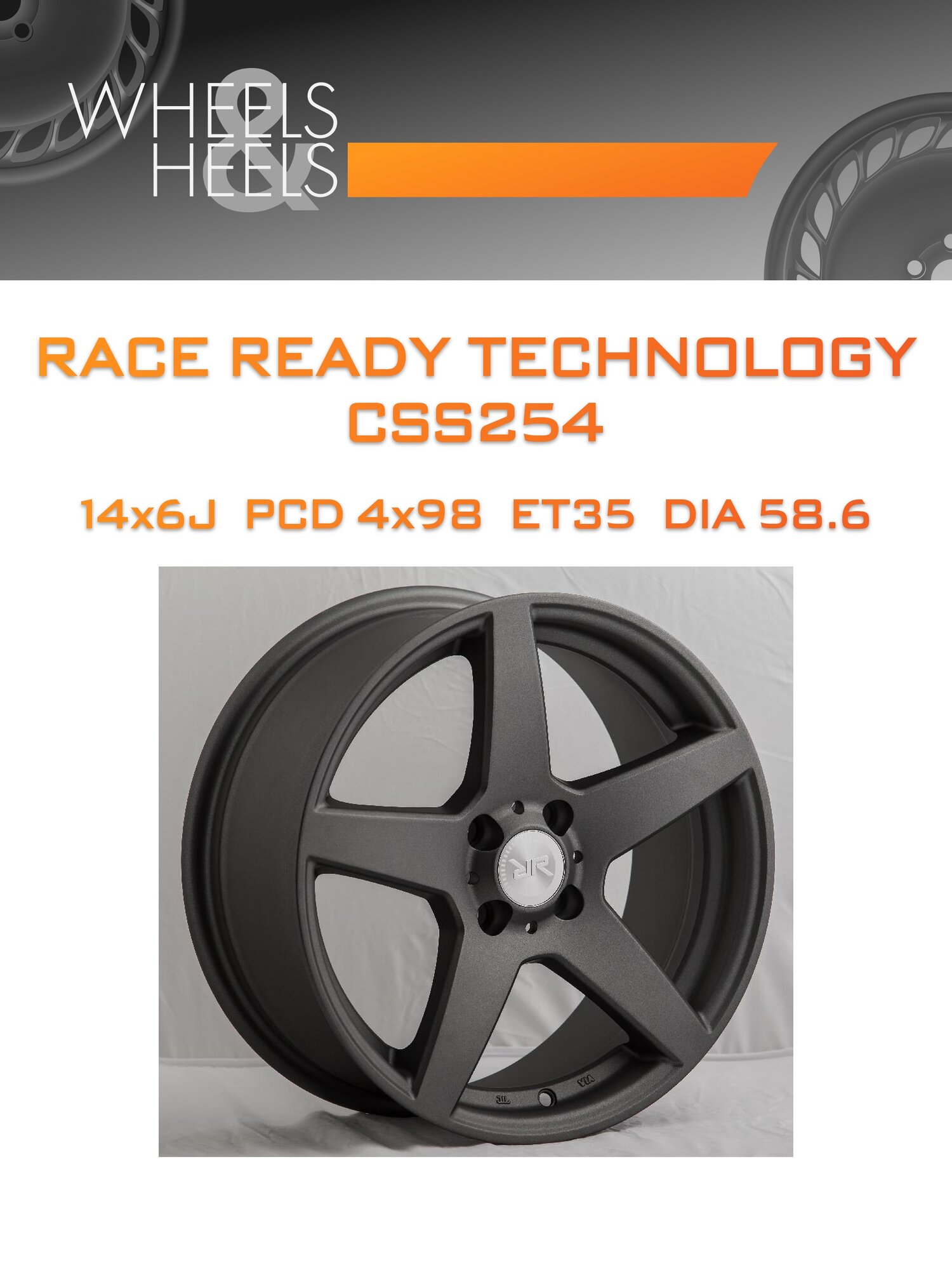 Диск автомобильный литой Race Ready Technology CSS254 14x6 4x98 et35 dia58.6 Графит матовый