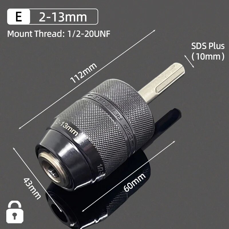 Адаптер SDS Plus ManPingLu для шуруповерта 1/2"-20UNF 1,5-10 мм (E) 2-13mm Metal