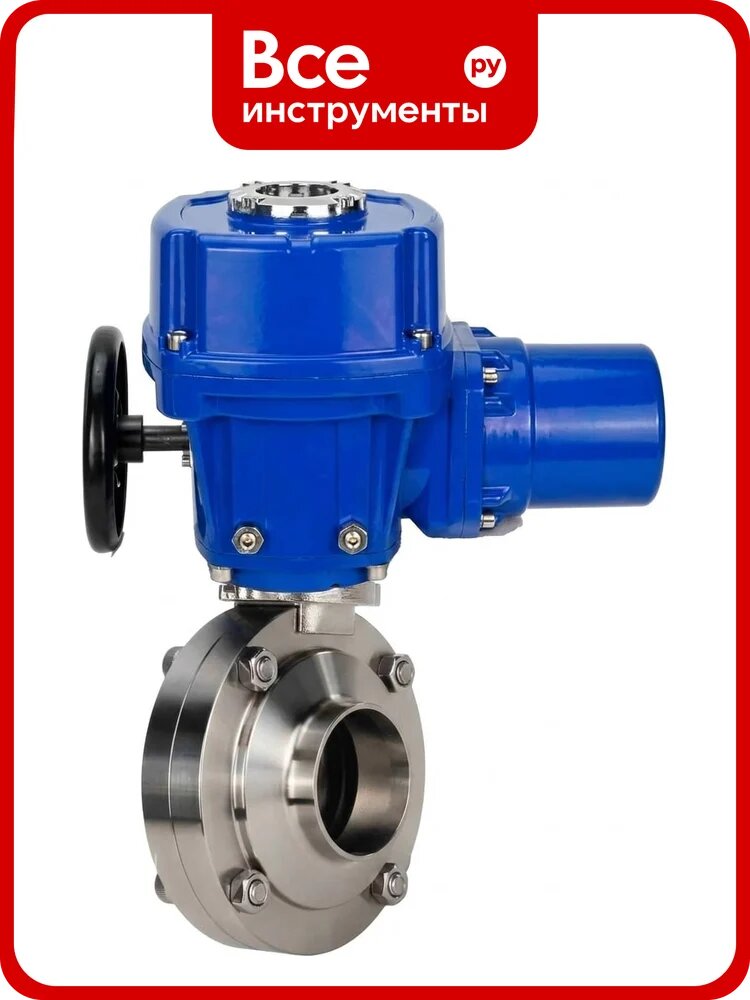 Затвор дисковый DN-ru 304-304-EPDM-2W- W-H Ду50 Ру10 под приварку, пищевая нерж. сталь, эл. привод QT-W (M)-005 220В D050-89433