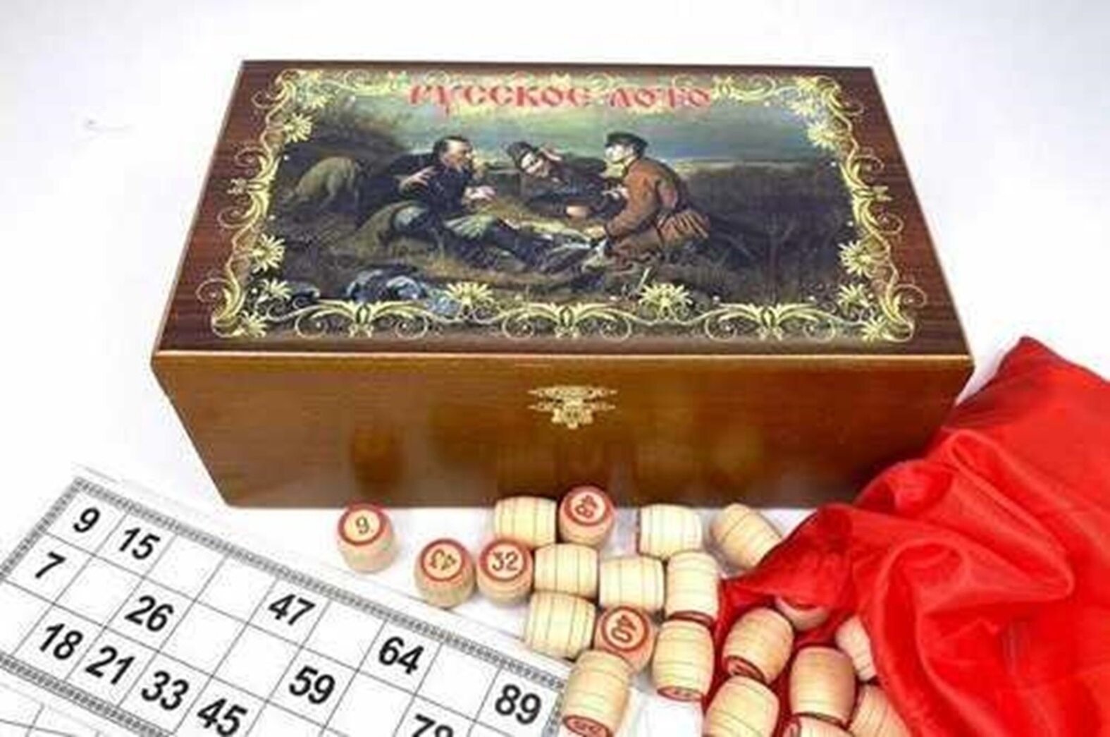 Настольная игра Русское лото в подарочной шкатулке, с деревянными бочонками