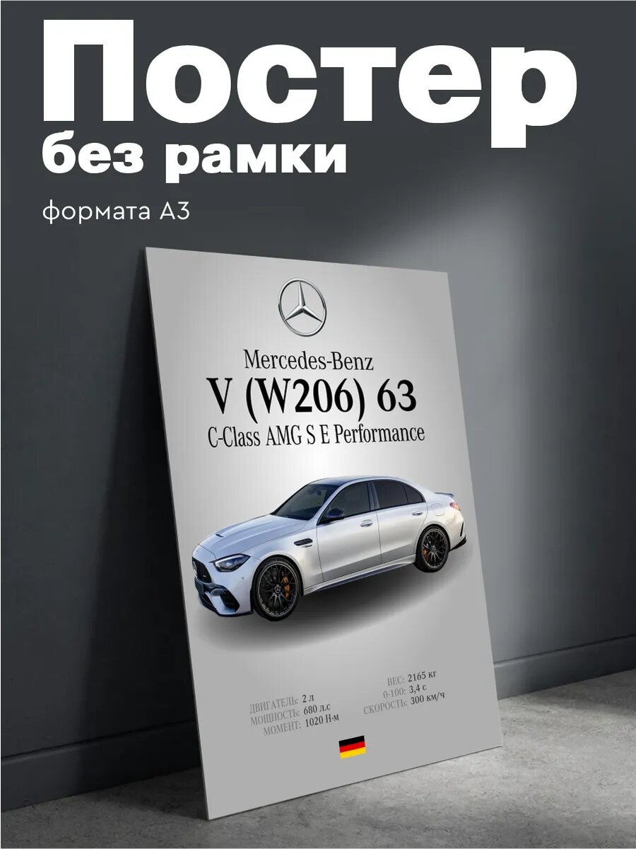 Постер на стену Mercedes-Benz C-Класс AMG V плакат А3